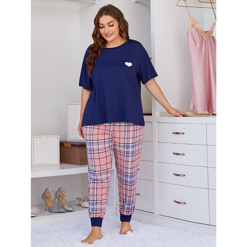 Blue Check Plus Size Pyjamas Set – Pyjamas-Australia